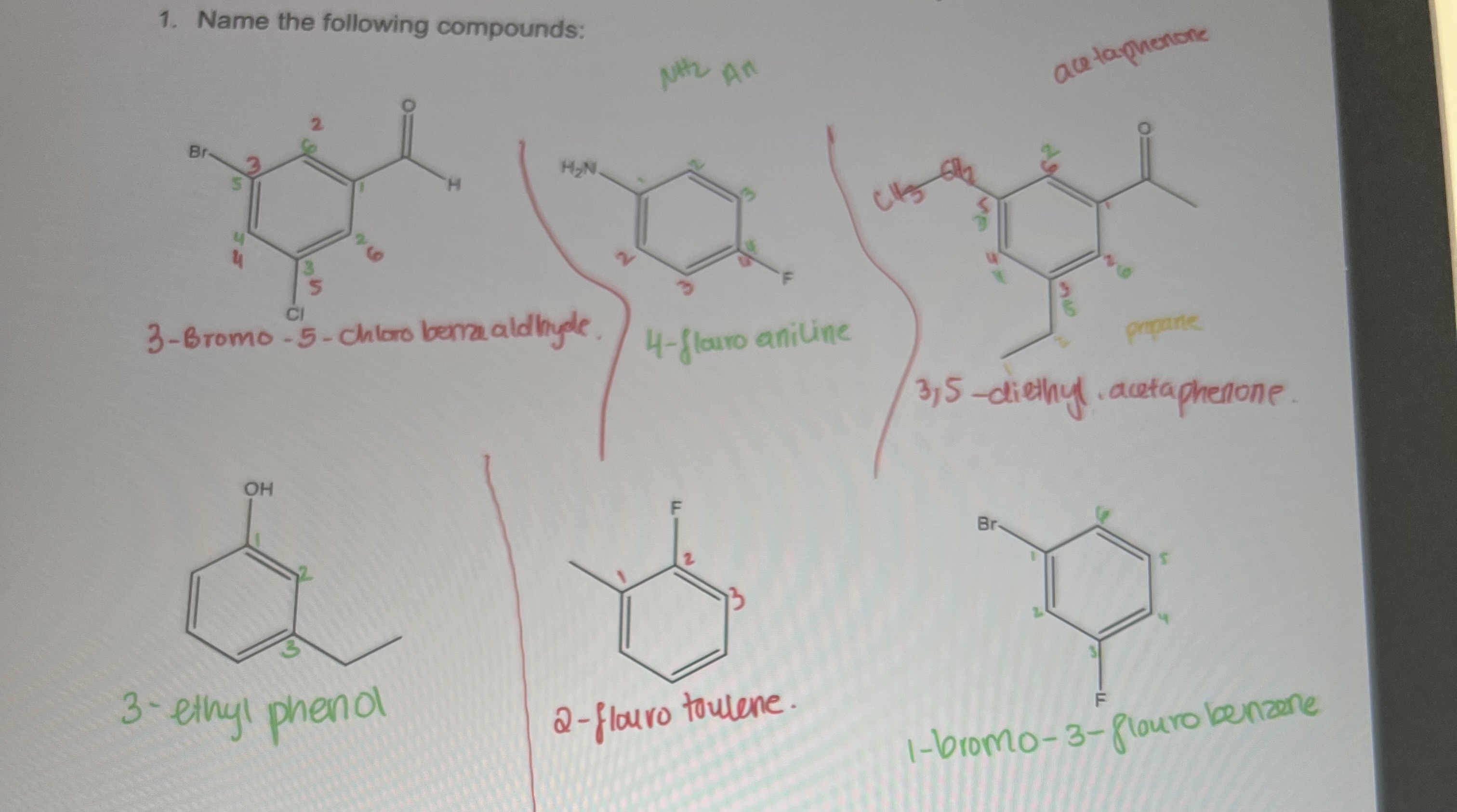 Name the following compounds:3-Bromo-5-chloro bema | Chegg.com