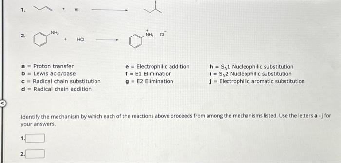 Solved 1. 2. ci− a= Proton transfer b= Lewis acid/base c= | Chegg.com