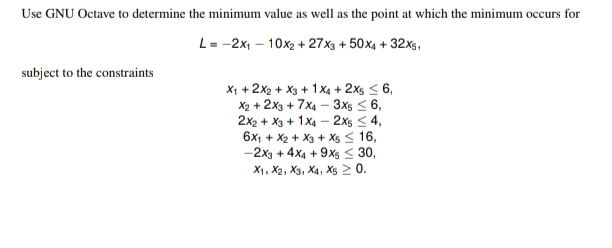 Solved Use GNU Octave to determine the minimum value as well | Chegg.com