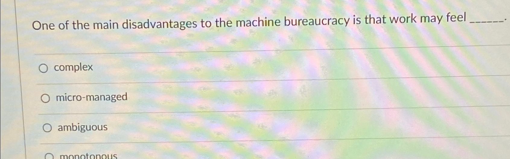 Solved One of the main disadvantages to the machine | Chegg.com