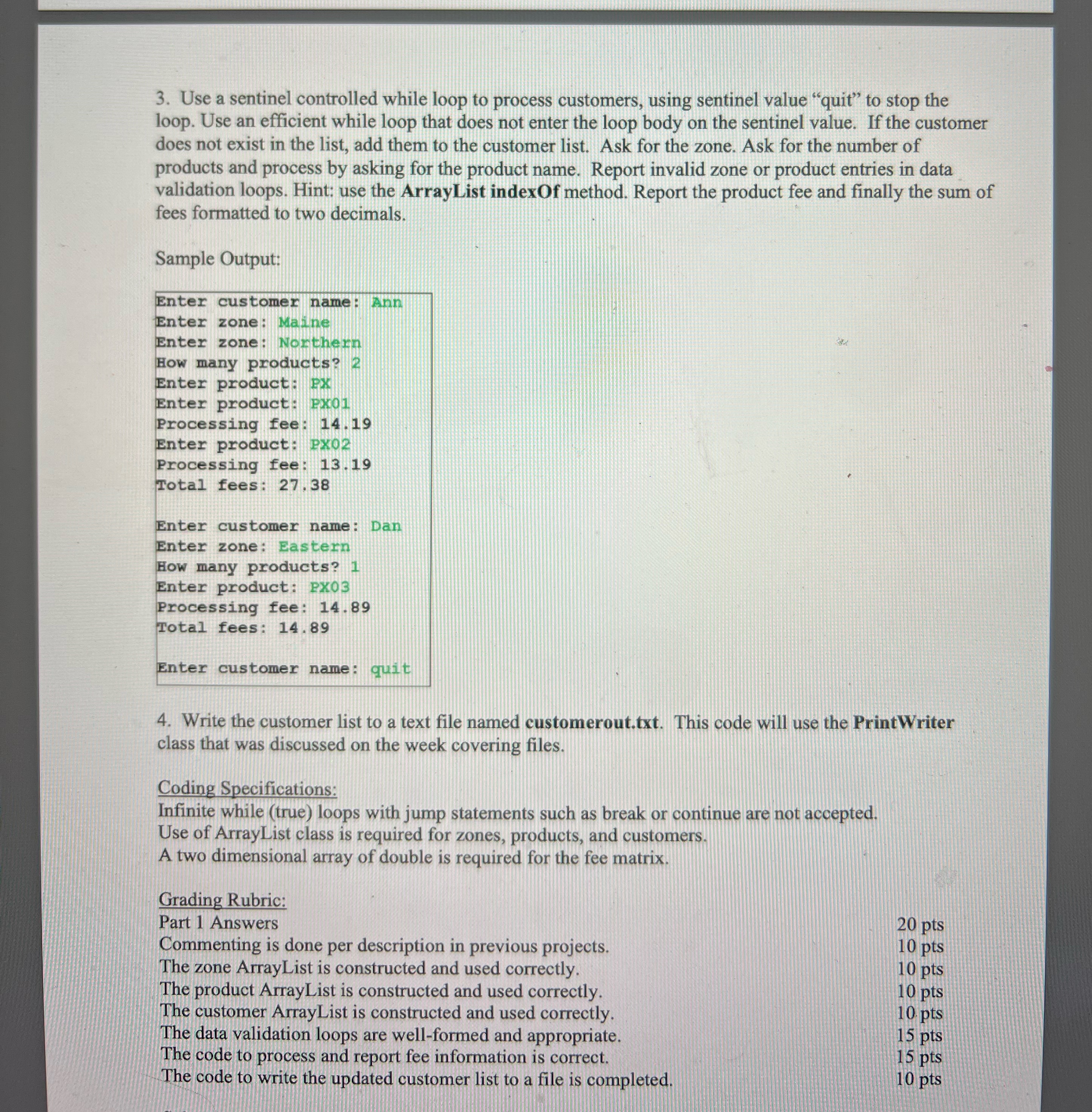 Solved part 1. ﻿this program practices use of the ArrayList | Chegg.com