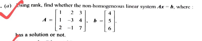 Solved sing rank, find whether the non-homogeneous linear | Chegg.com