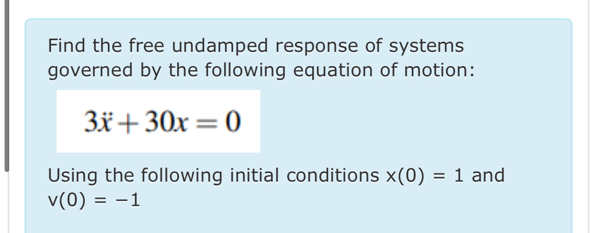 Solved Find the free undamped response of systems governed | Chegg.com