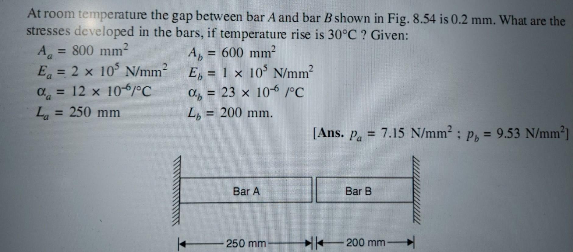 Solved C At room temperature the gap between bar A and bar B | Chegg.com