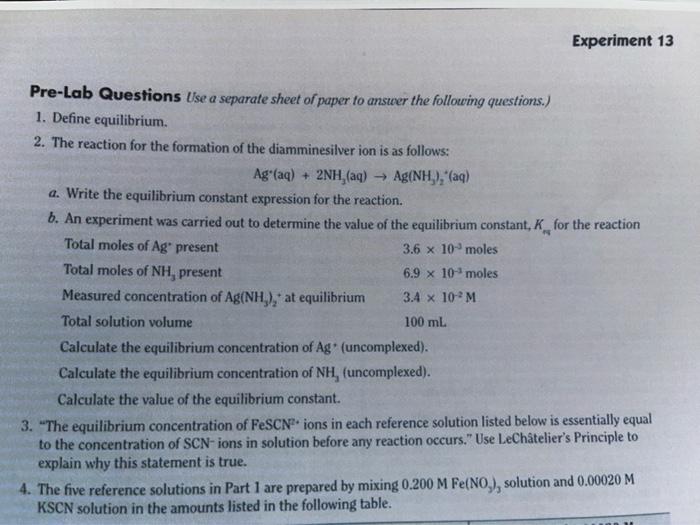 Solved Experiment 13 Pre-Lab Questions Use a separate sheet | Chegg.com