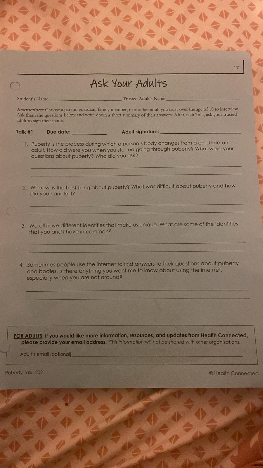 Solved 17(Ask Your AdultsStudent's Name ﻿Frusted Adult's | Chegg.com