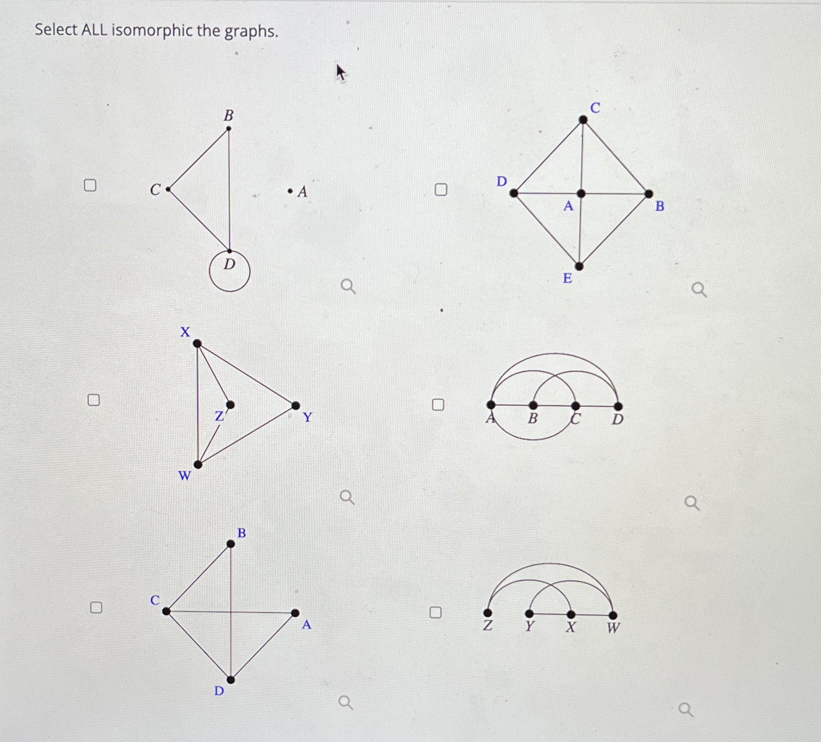 Select ALL isomorphic the graphs. | Chegg.com Select ALL isomorphic the graphs. | Chegg.com