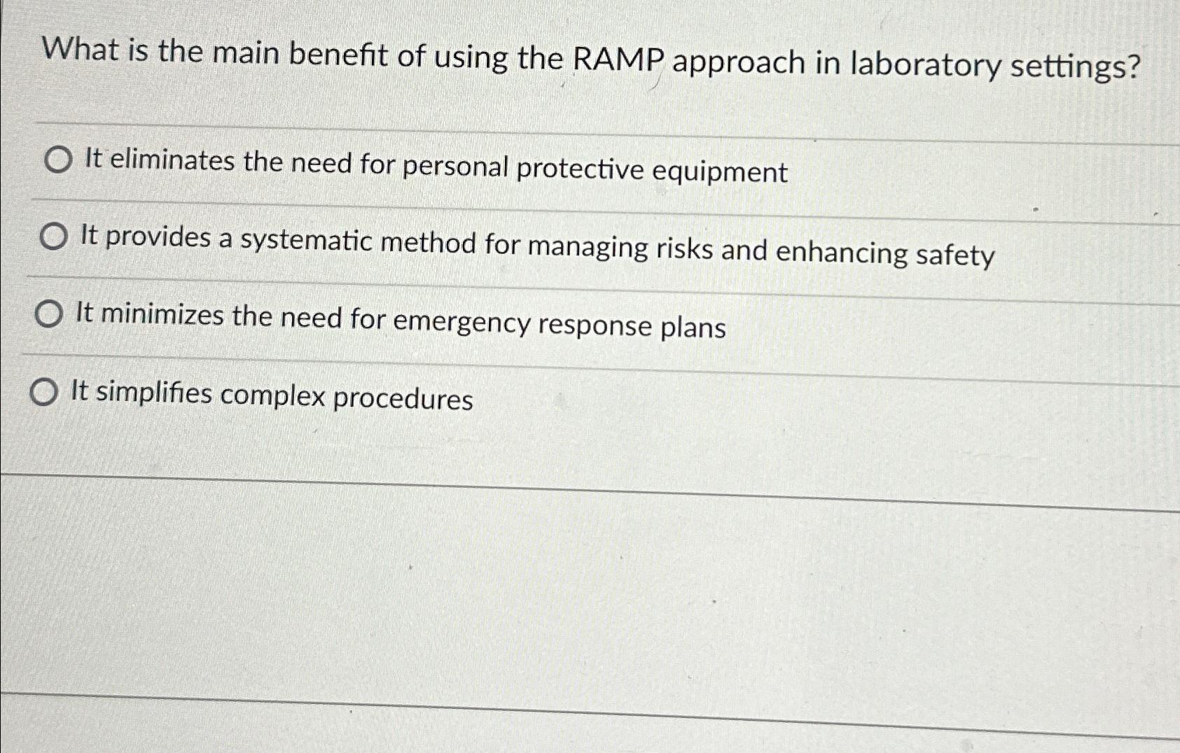 Solved What is the main benefit of using the RAMP approach | Chegg.com