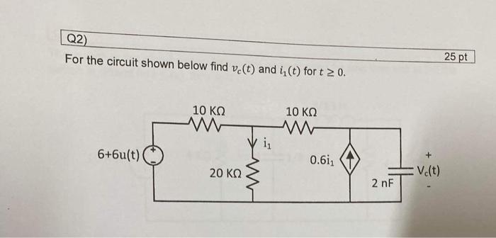 Solved For the circuit shown below find vc(t) and i1(t) for | Chegg.com
