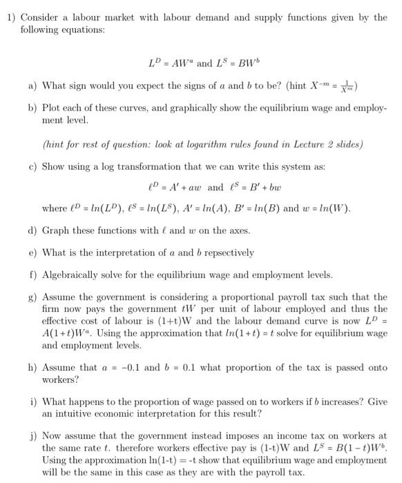 Solved Consider a labour market with labour demand and | Chegg.com