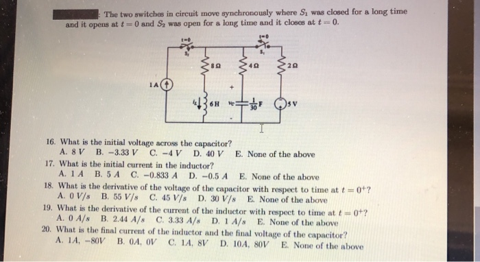 Solved The two switches in circuit move synchronously where | Chegg.com