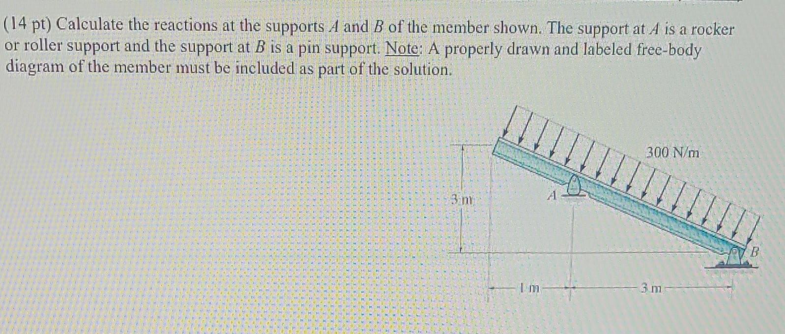 Solved (14 pt) Calculate the reactions at the supports A and | Chegg.com