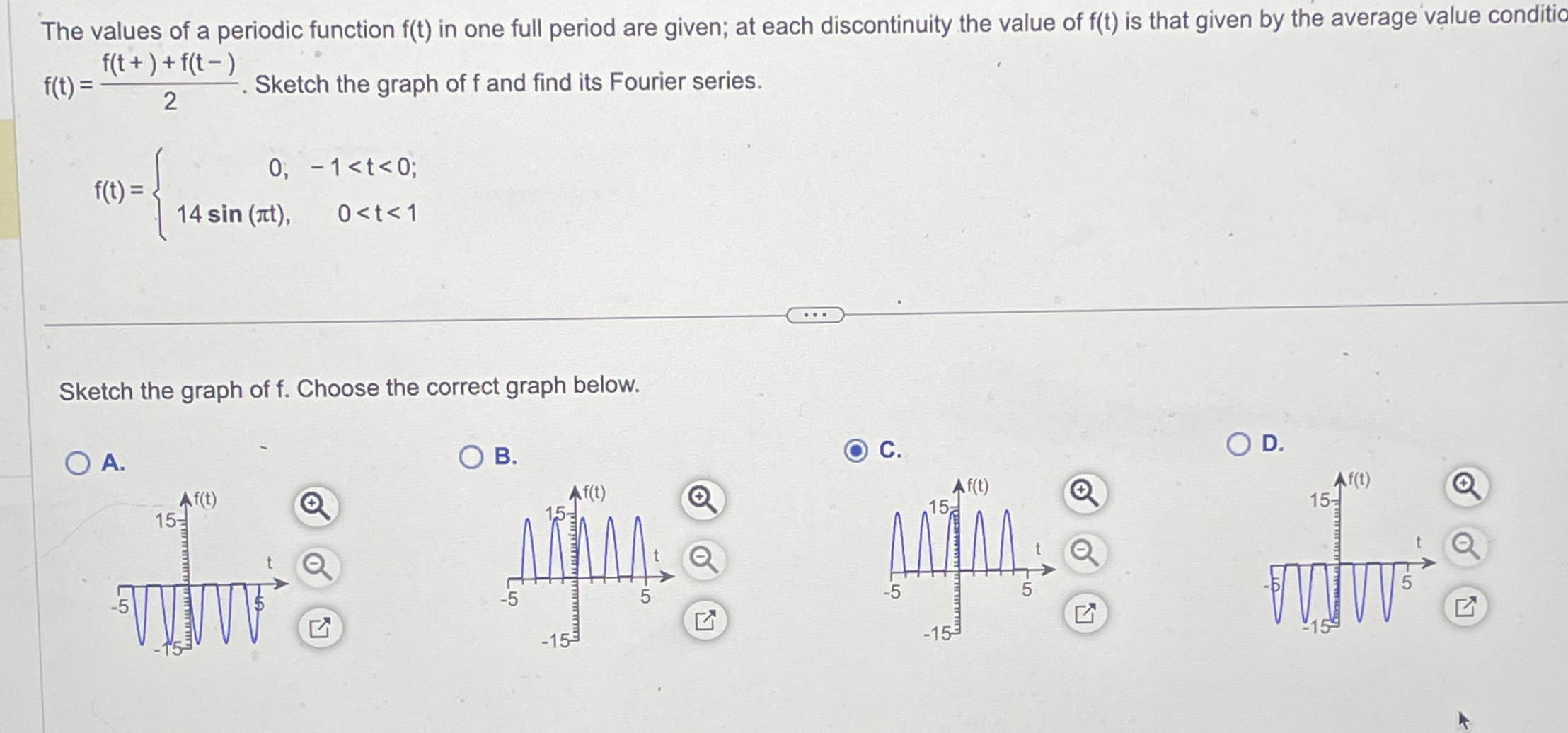 Solved The values of a periodic function f(t) ﻿in one full | Chegg.com