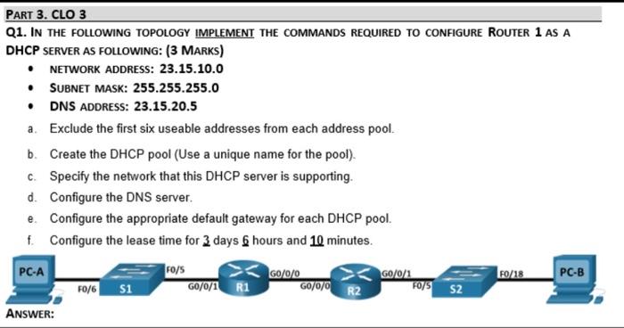 Solved Q1. IN THE FOLLOWING TOPOLOGY IMPLEMENT THE COMMANDS | Chegg.com