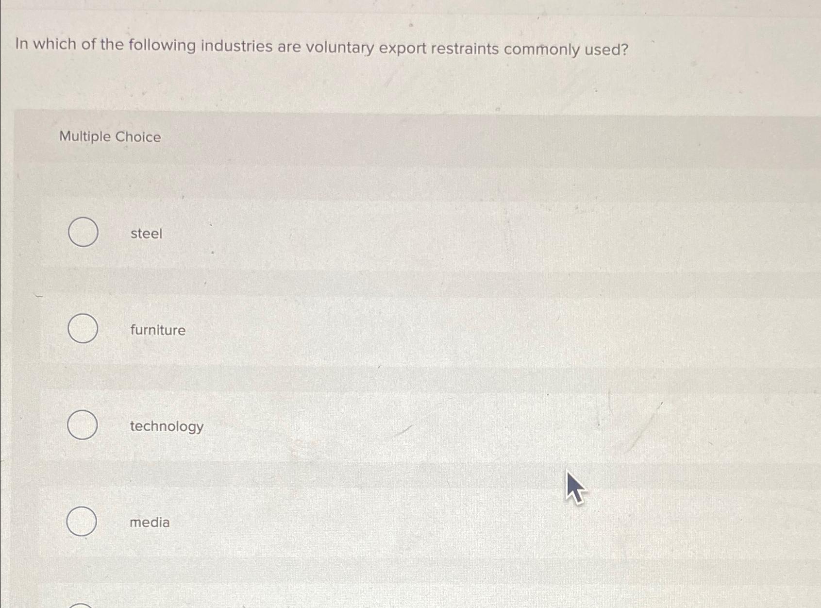 Solved In which of the following industries are voluntary | Chegg.com