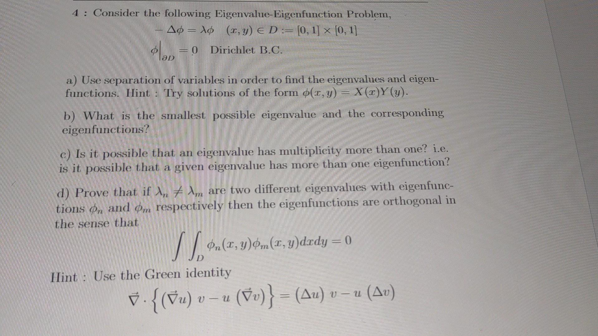 4: Consider the following Eigenvalue-Eigenfunction | Chegg.com