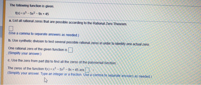Solved The following function is given. f(x) =x3 - 5x2 - 9x | Chegg.com