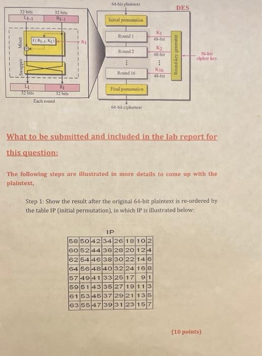 Solved Symmetric-key ciphers: DES decryption (100 points) | Chegg.com