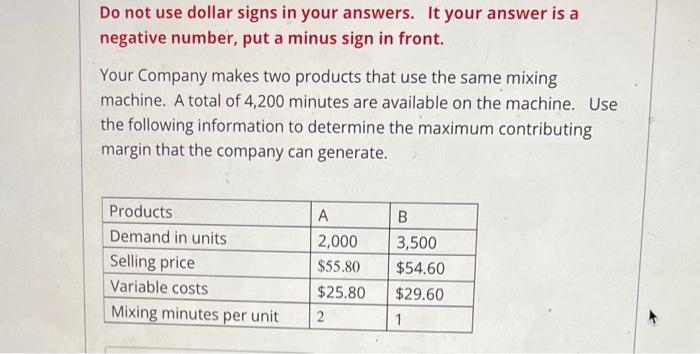 Solved Do not use dollar signs in your answers. It your | Chegg.com