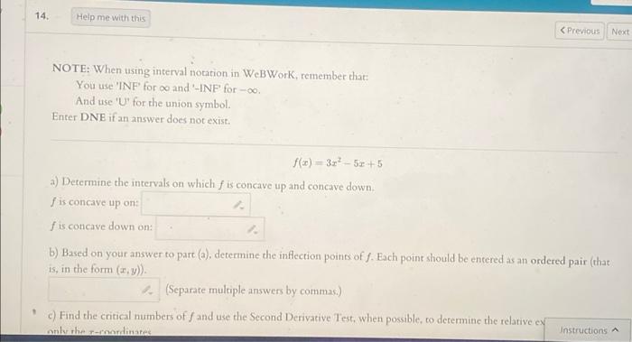 Solved NOTE: When using interval notation in WeBWorK, | Chegg.com