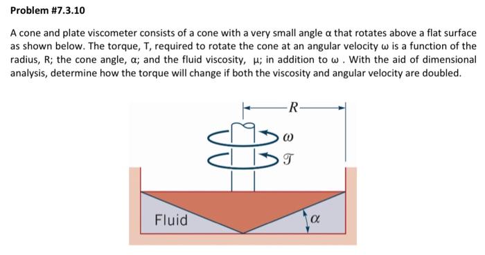 Solved Problem #7.3.10 A cone and plate viscometer consists | Chegg.com