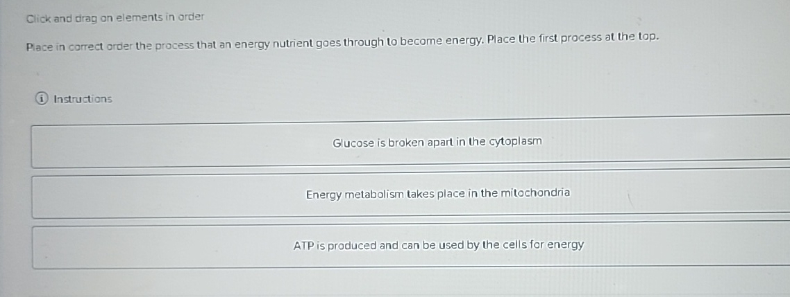 Solved Click and drag on elements in orderPace in correct | Chegg.com