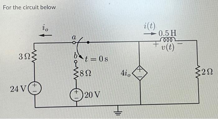 Solved 1) Find initial inductor current i(0)Options: -48 A, | Chegg.com