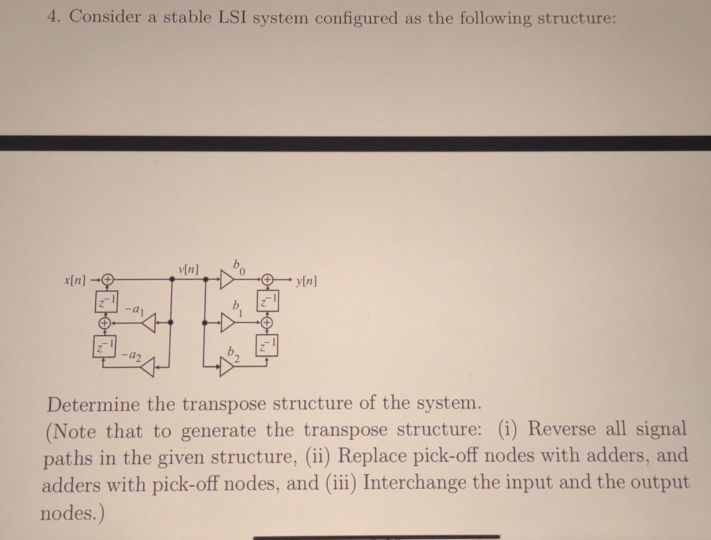 Solved 4. Consider a stable LSI system configured as the | Chegg.com