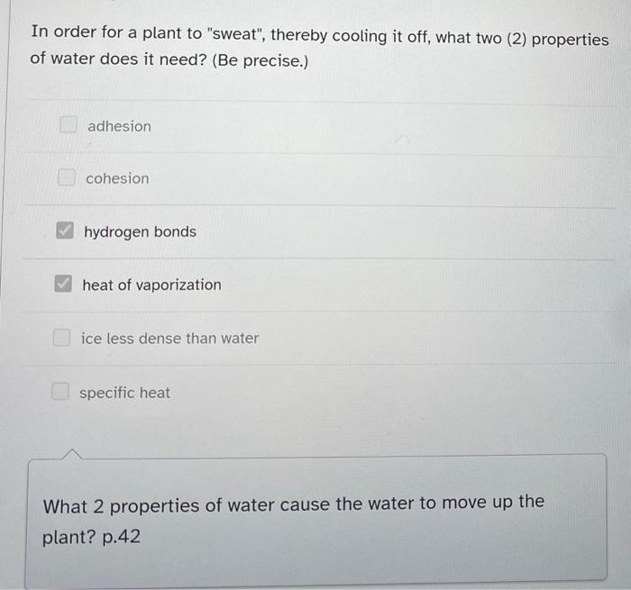 Solved In order for a plant to "sweat", thereby cooling it | Chegg.com