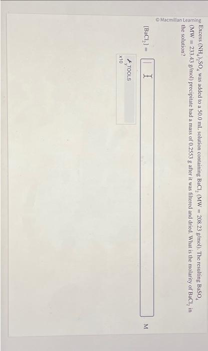 Solved Excess (NH4)2SO4 was added to a 50.0 mL solution | Chegg.com