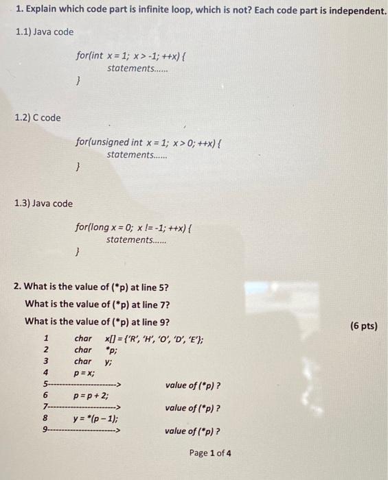 Solved 1 Explain Which Code Part Is Infinite Loop Which Is Chegg