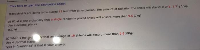 Solved Click here to open the distribution applet Blast | Chegg.com