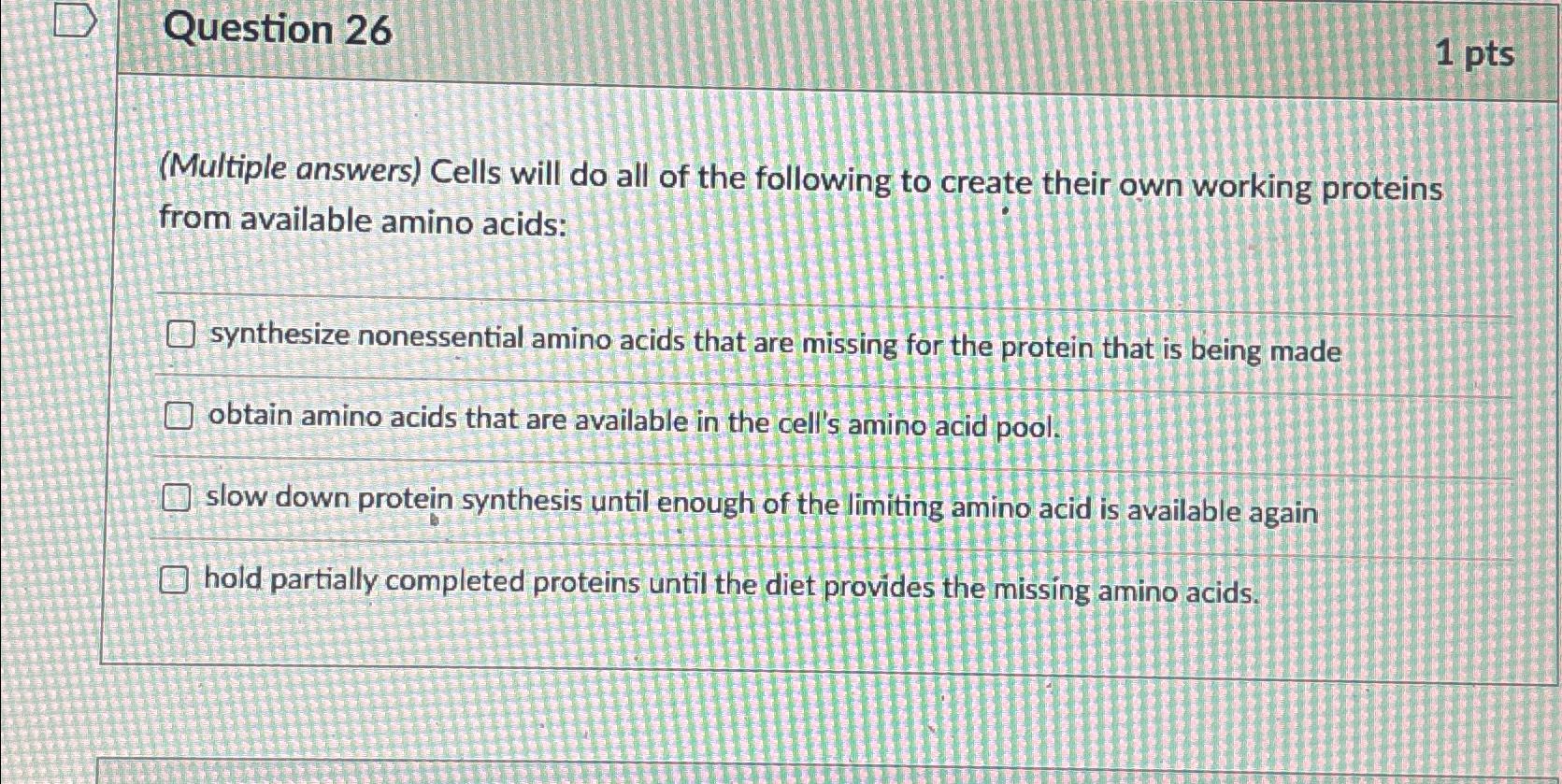 Solved Question 261 ﻿pts(Multiple answers) ﻿Cells will do | Chegg.com