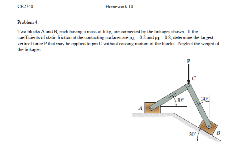 Solved CE2740 ﻿Homework 10 ﻿Problem 4: Two blocks \( ﻿A \) | Chegg.com
