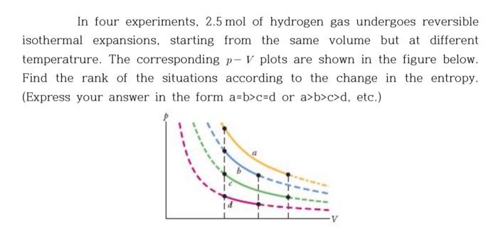 Solved In four experiments, 2.5 mol of hydrogen gas | Chegg.com