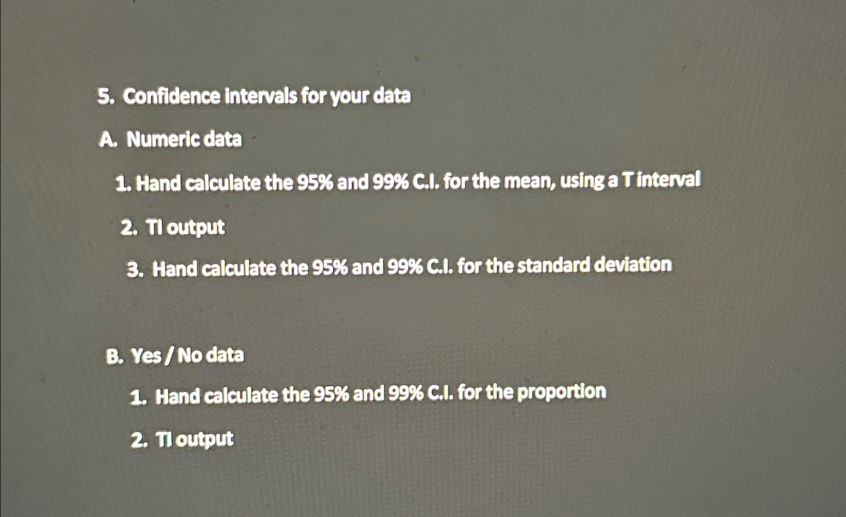 Solved Confidence intervals for your dataA. ﻿Numeric | Chegg.com