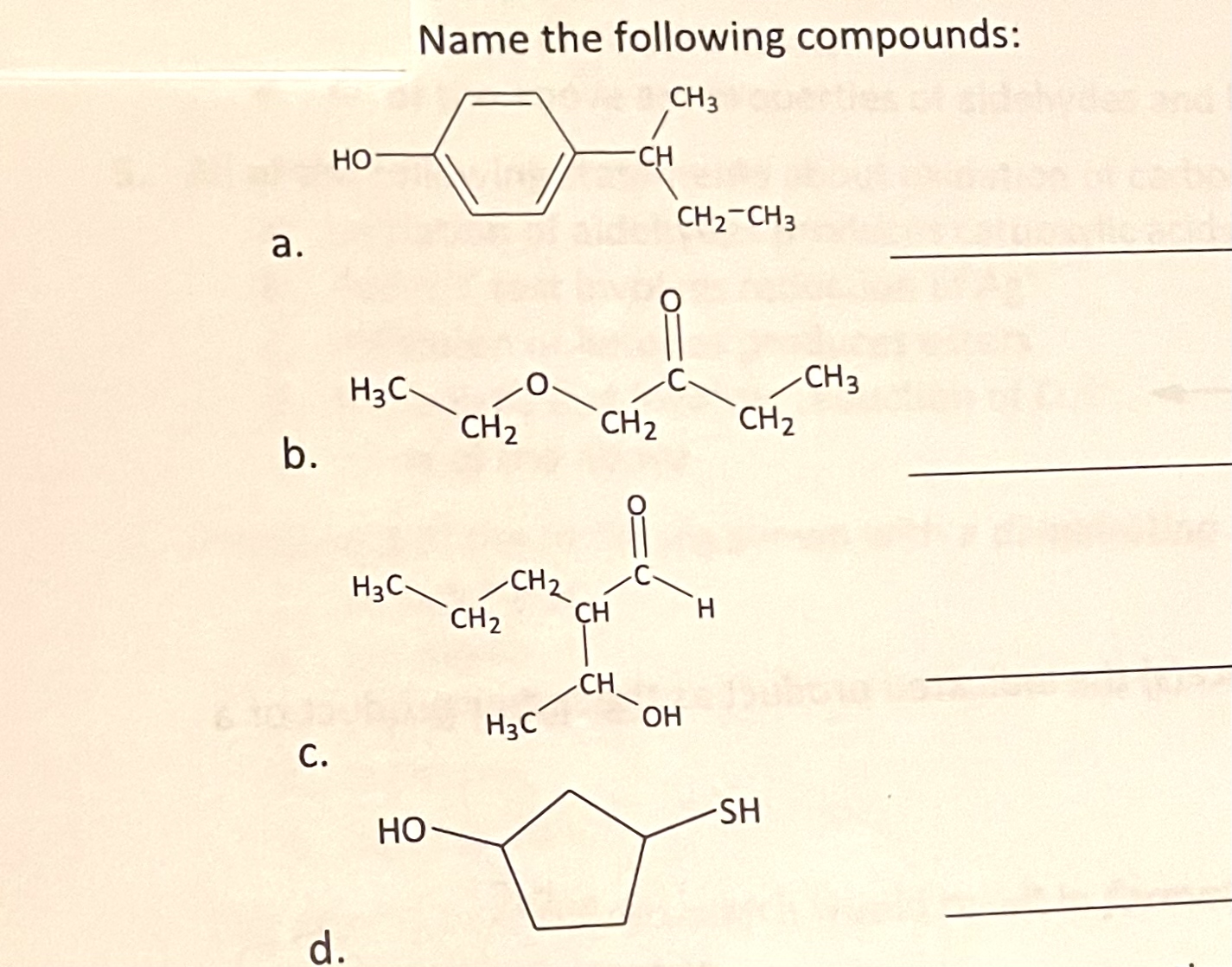 Solved Name the following compounds using only the IUPAC | Chegg.com