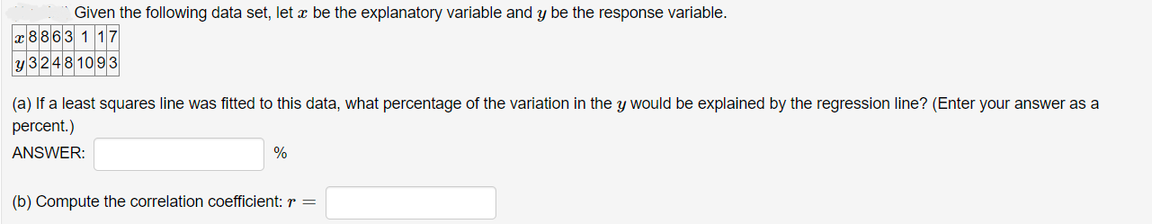 Solved Given the following data set, let x ﻿be the | Chegg.com