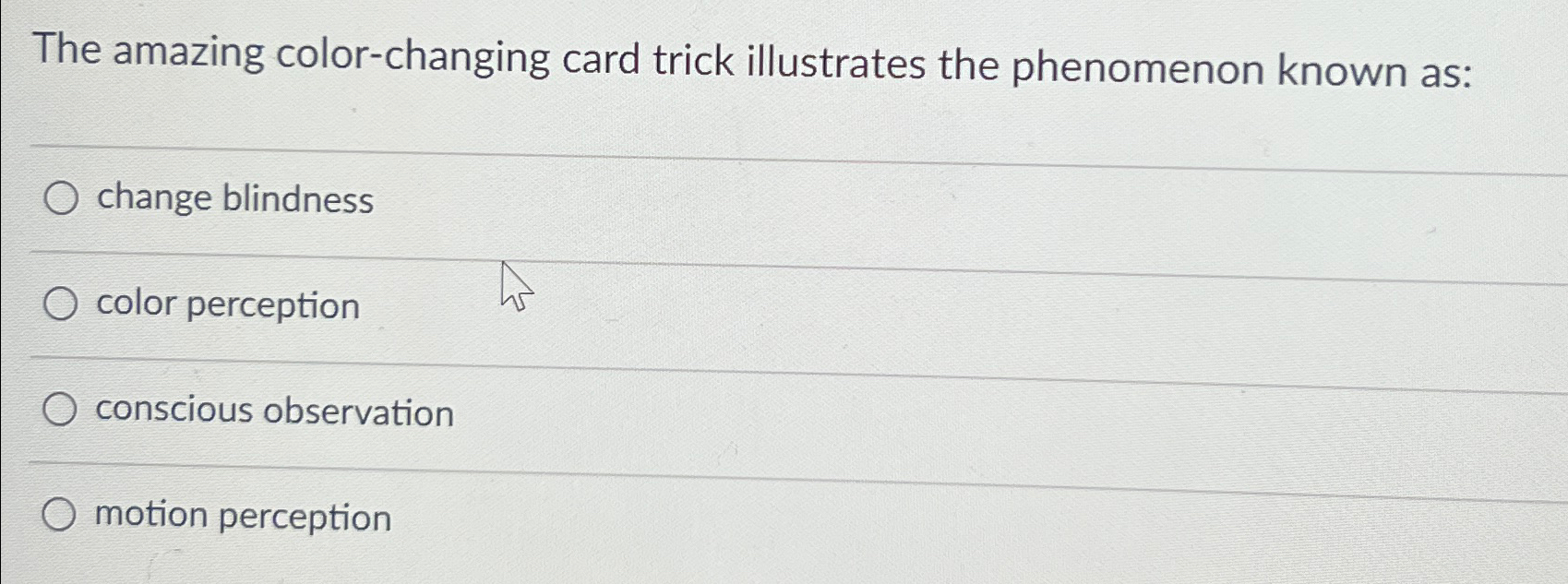 Solved The amazing color-changing card trick illustrates the | Chegg.com