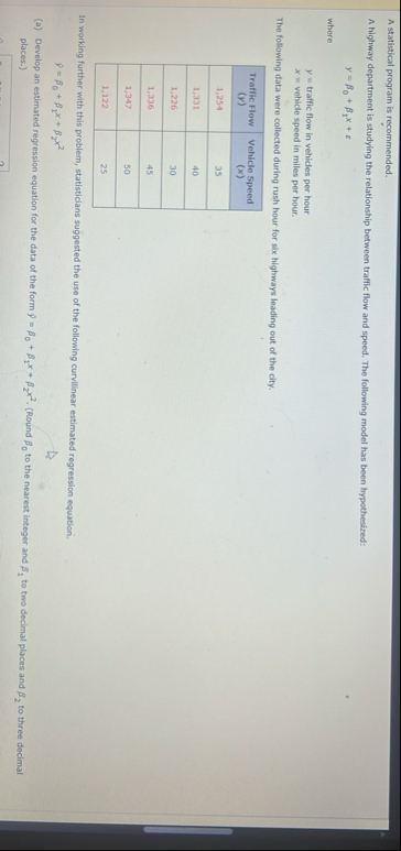 Solved A statistical program is recommended.A highway | Chegg.com