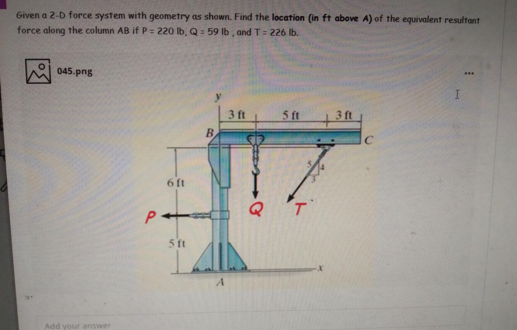 Solved Given a 2-D force system with geometry as shown. Find | Chegg.com