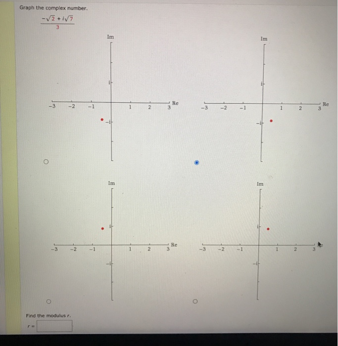 Solved Graph the complex number. -√2+ir 3 Im Im -3 -2 -1 Re | Chegg.com