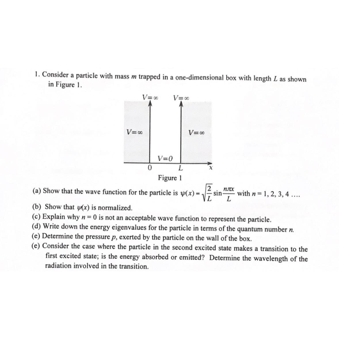 Solved Consider a particle with mass m ﻿trapped in a | Chegg.com