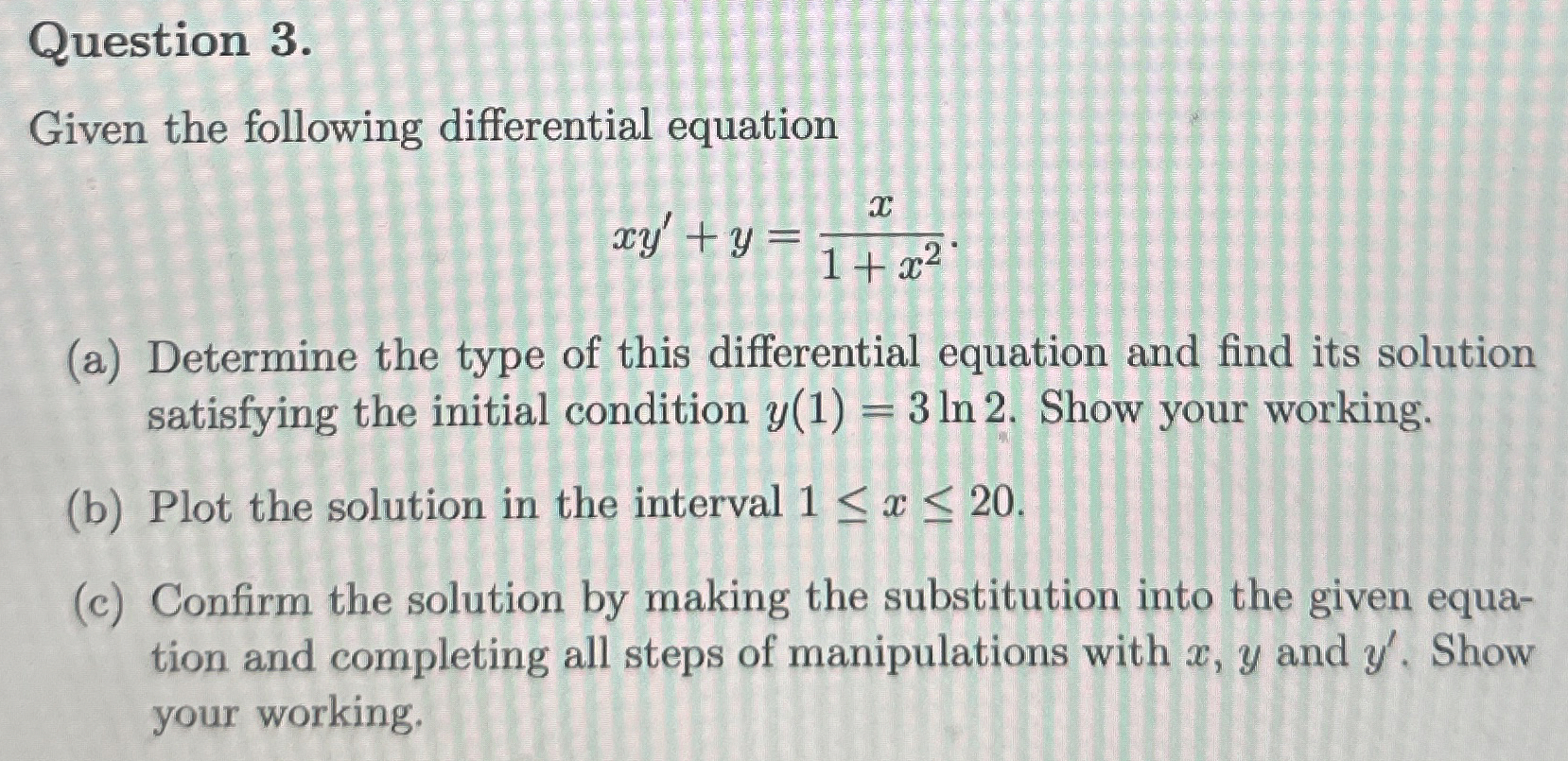 Solved Question 3.Given the following differential | Chegg.com