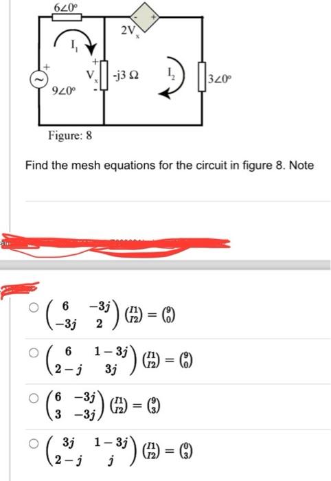 Solved Find the mesh equations for the circuit in figure 8. | Chegg.com