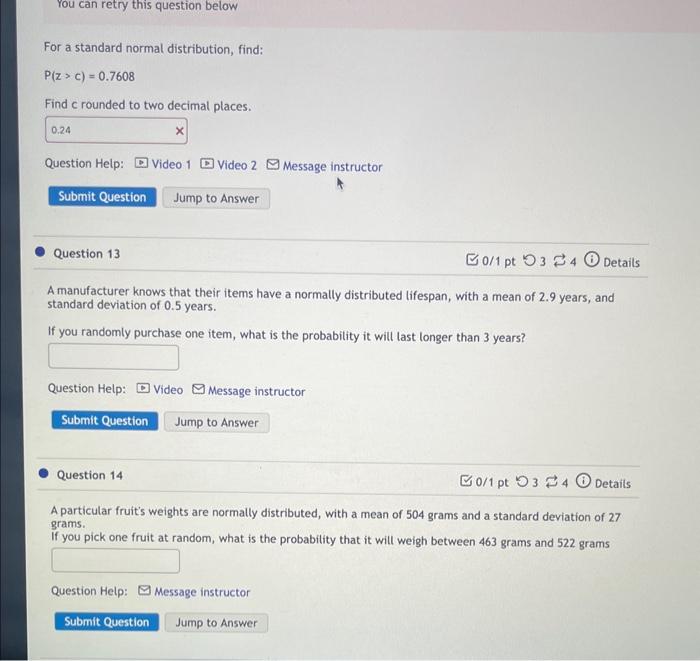 Solved You can retry this question below For a standard | Chegg.com