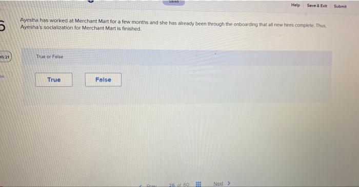 Solved sed Help Save & Exit Submit Ayesha has worked at | Chegg.com