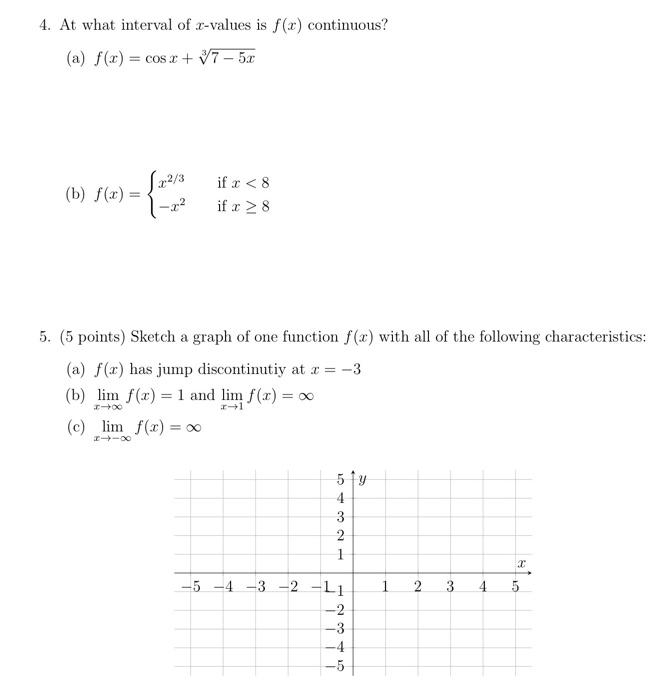 Solved 4. At what interval of x-values is f(x) continuous? | Chegg.com