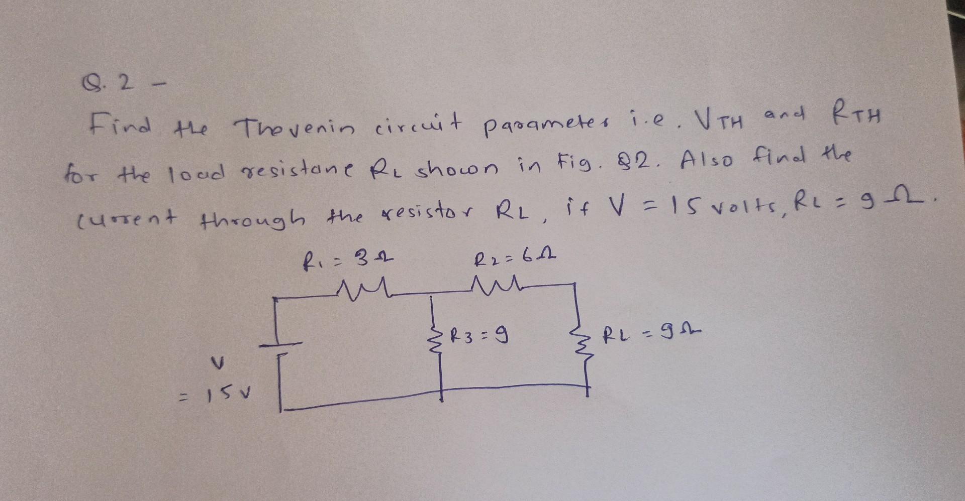 Solved Find the Thevenin circait parameter i.e. VTH and RTH | Chegg.com