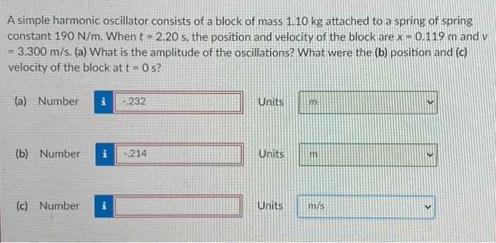 Solved A simple harmonic oscillator consists of a block of | Chegg.com